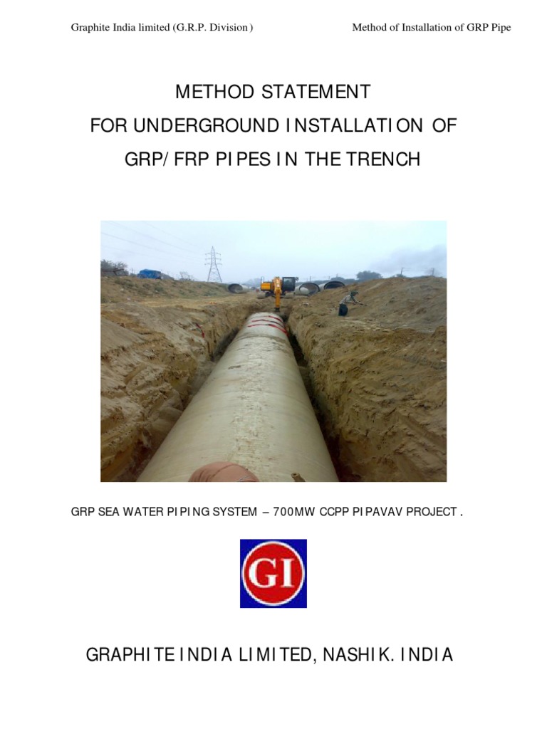 GRP Installation Procedure PDF | PDF | Pipe (Fluid Conveyance) | Sand