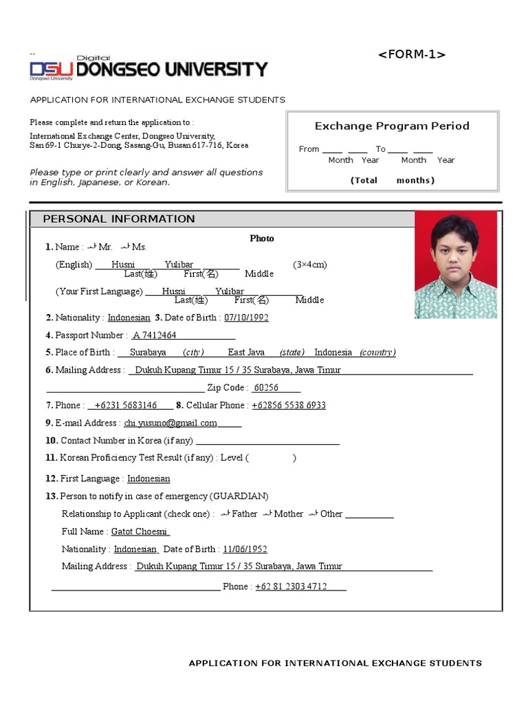 Application For Exchange Students | PDF | Essays | Science