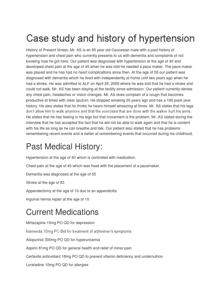 Case Study and History of Hypertension | Hypertension | Thorax