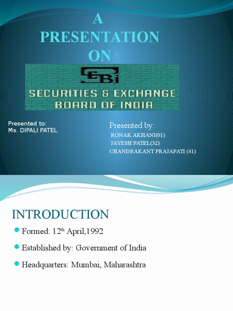 SEBI ppt.pptx | Mutual Funds | Securities (Finance)