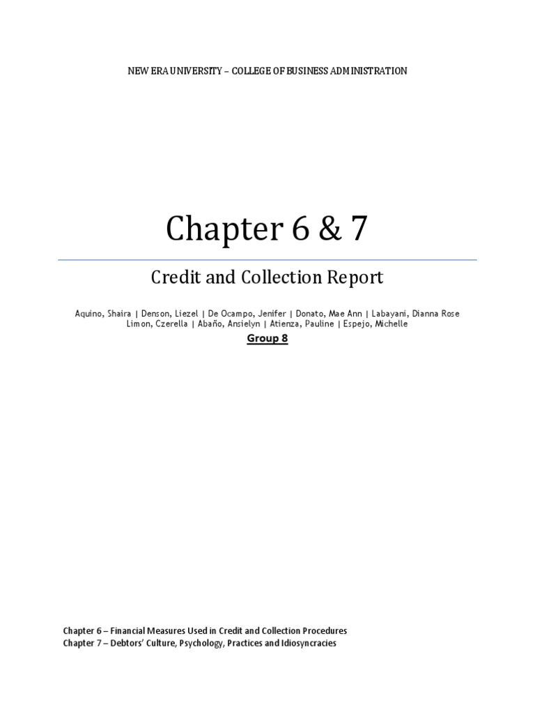 Chapter 6 & 7 - Credit and Collection Report | PDF | Credit (Finance ...
