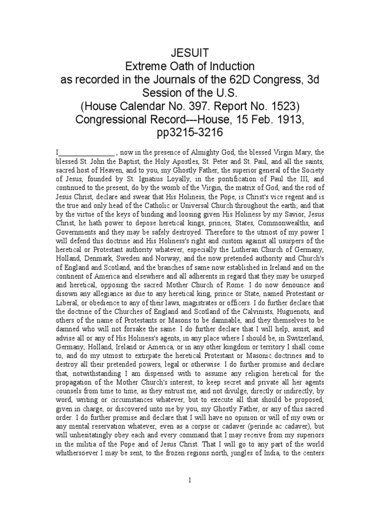 Jesuit Extreme Oath of Induction | PDF | Pope | Catholic Church