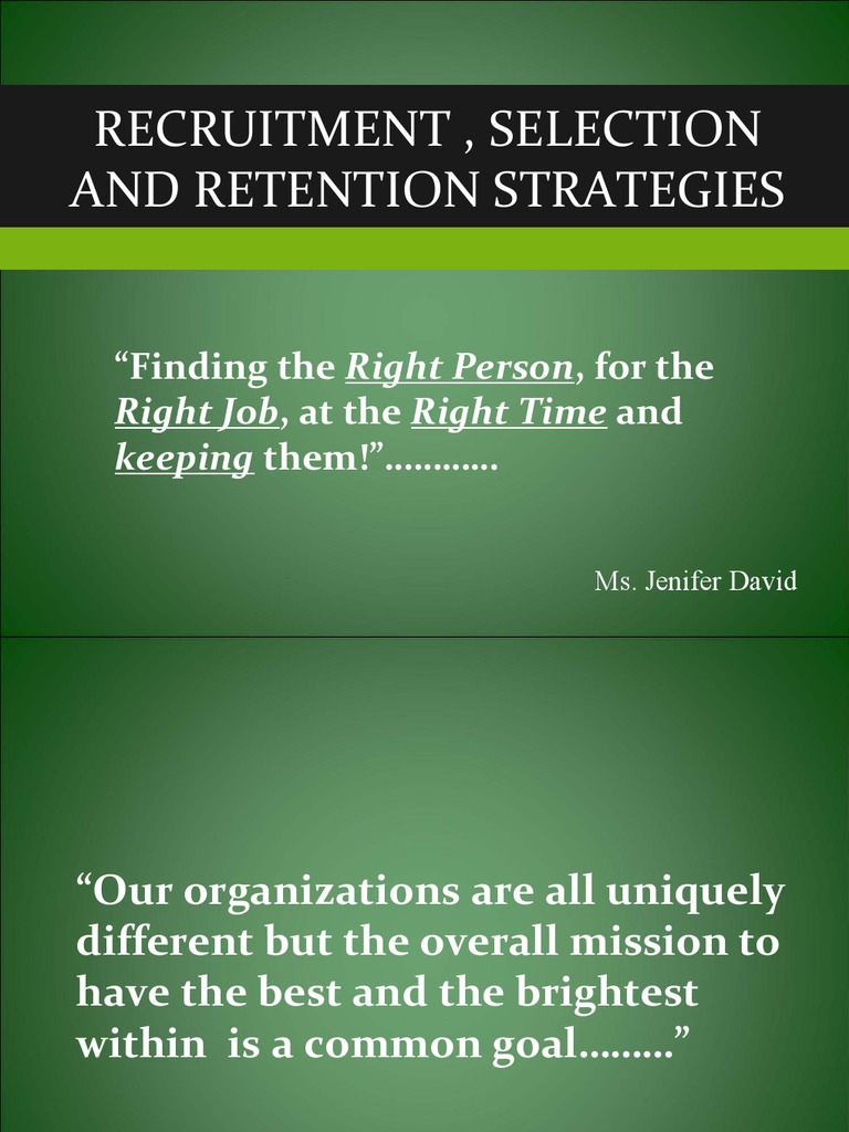 Recruitment, Selection and Retention Strategies | PDF | Business | Self ...