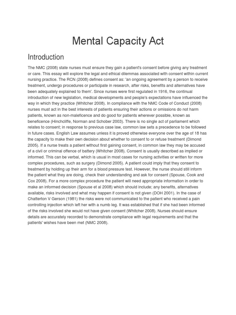 Mental Capacity Act | PDF
