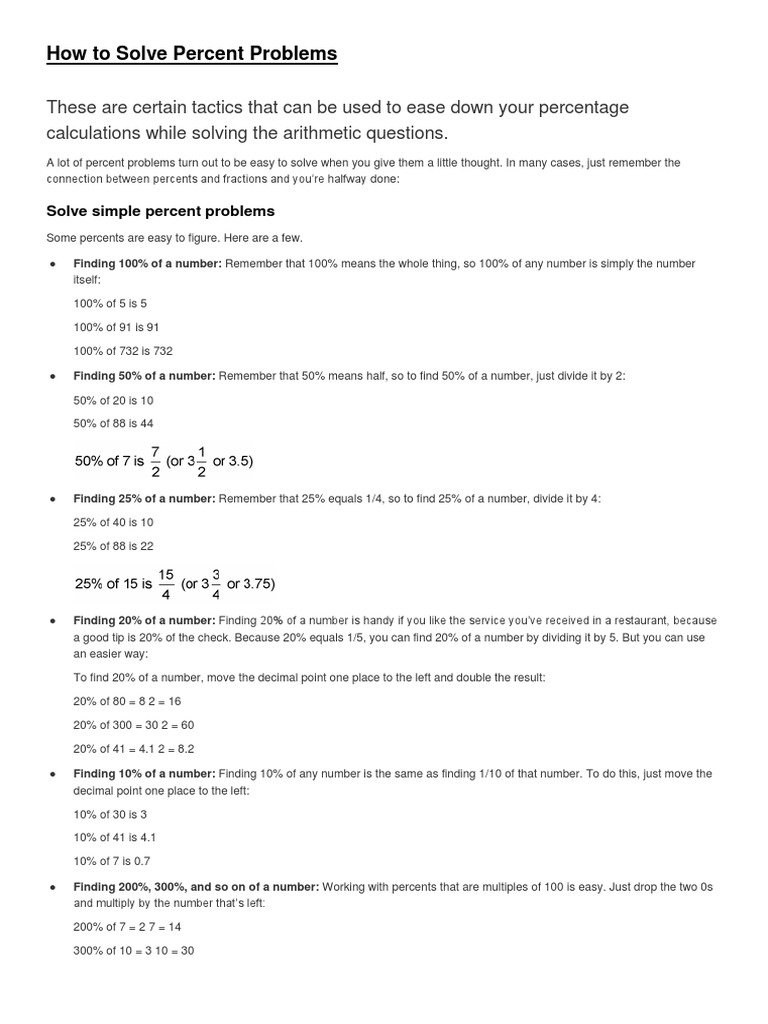 Maths Difficult Percentage Questions | PDF | Percentage | Numbers