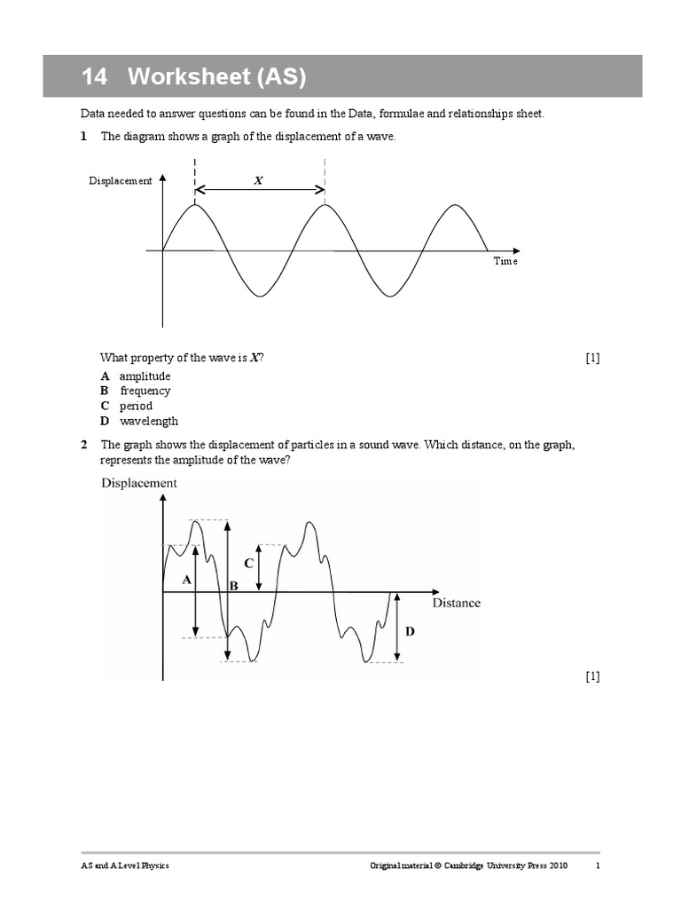 Worksheet 14 | PDF | Amplitude | Waves