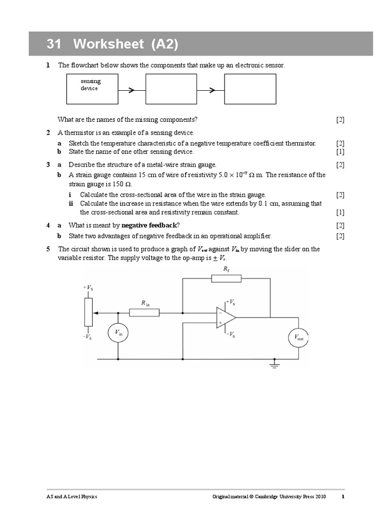 Worksheet 31 | PDF | Amplifier | Operational Amplifier
