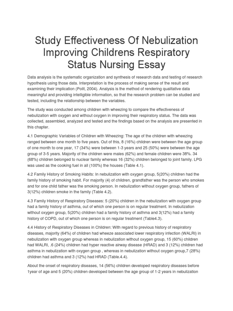 Study Effectiveness of Nebulization Improving Childrens Respiratory ...