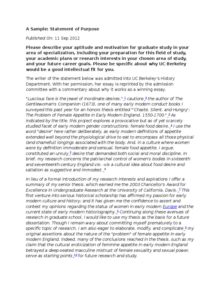 A Sample SOP UC Berkeley | PDF | Academia | Schools