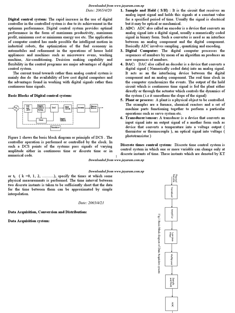 Digital Control System Pdf Analog To Digital Converter Digital To Analog Converter