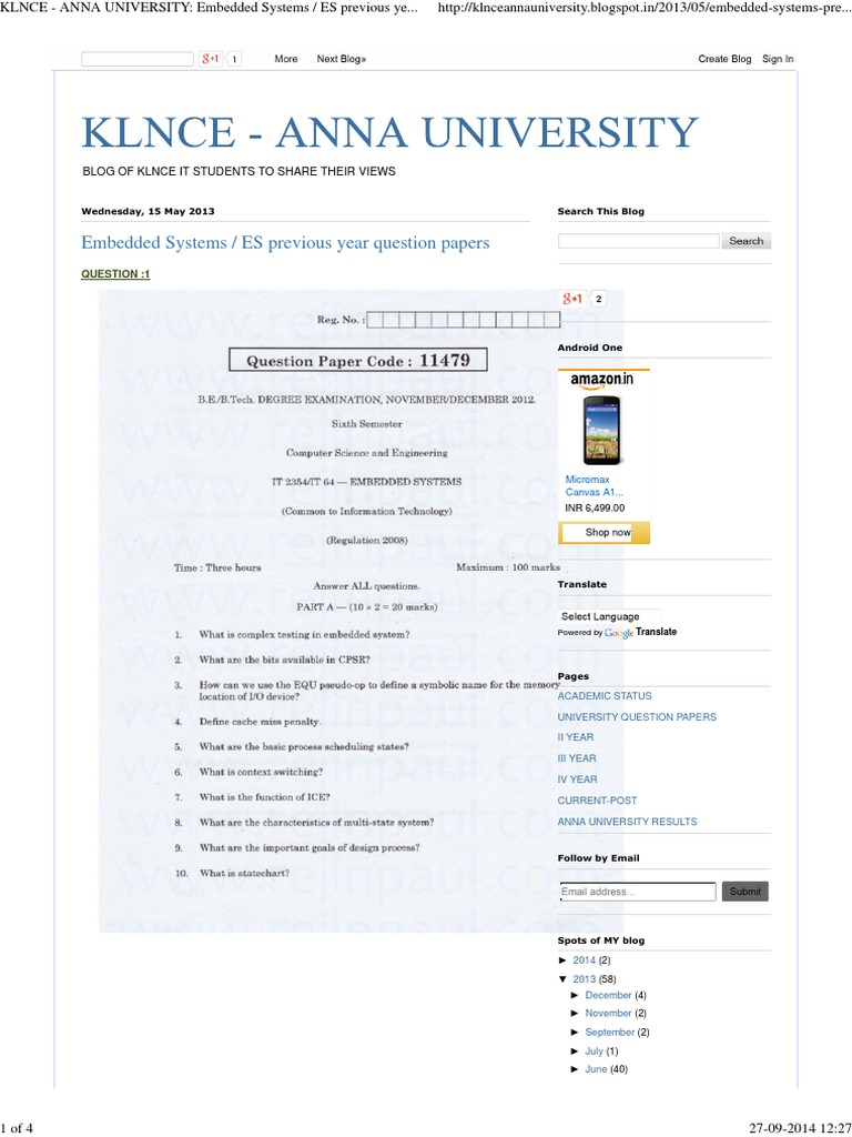 ES Previous Year Question Papers | PDF | Embedded System | Debugging