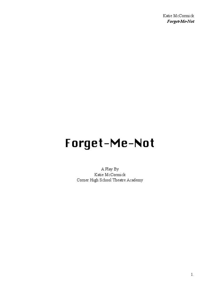 Final Draft of Forget-Me-Not From State | PDF