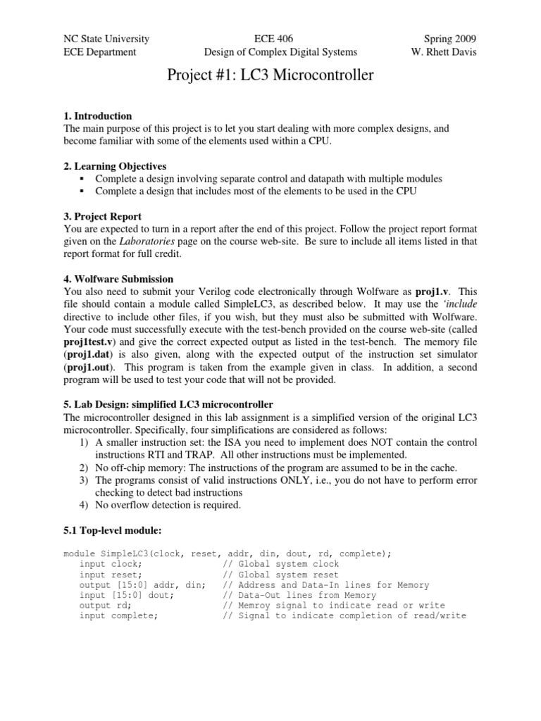 LC 3b Project | PDF | Instruction Set | Microcontroller