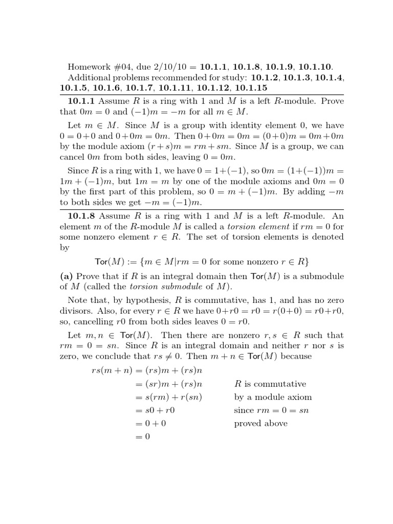 hw04 2 | Download Free PDF | Module (Mathematics) | Ring (Mathematics)