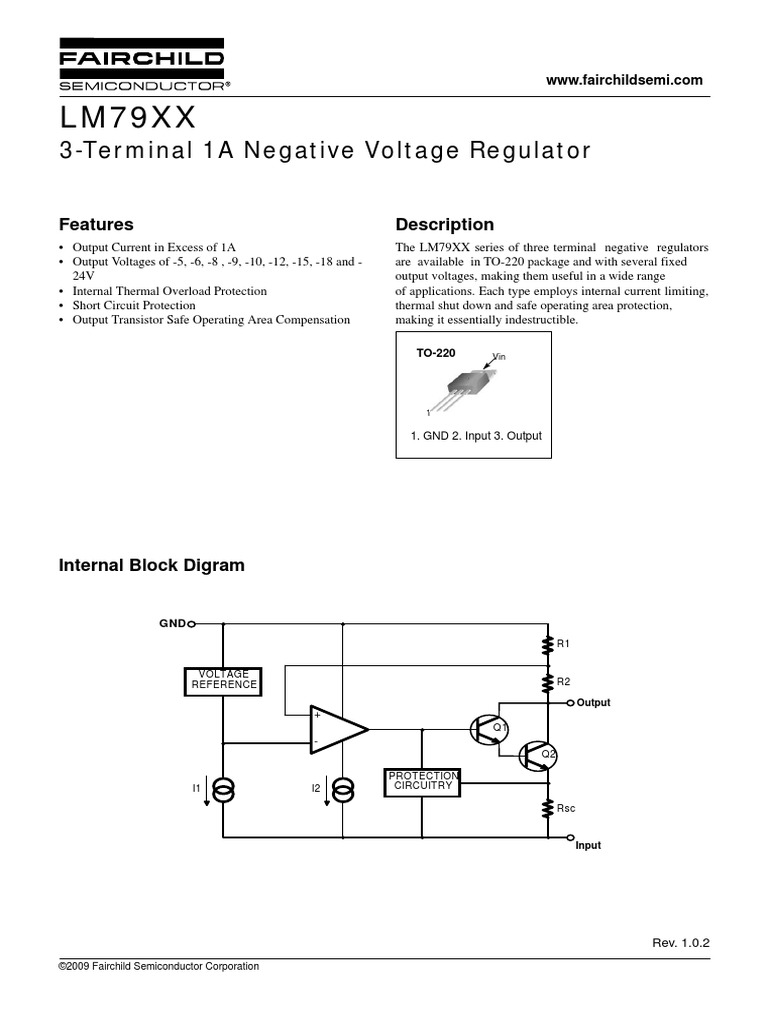 LM79XX: 3-Terminal 1A Negative Voltage Regulator | PDF | Power Supply ...