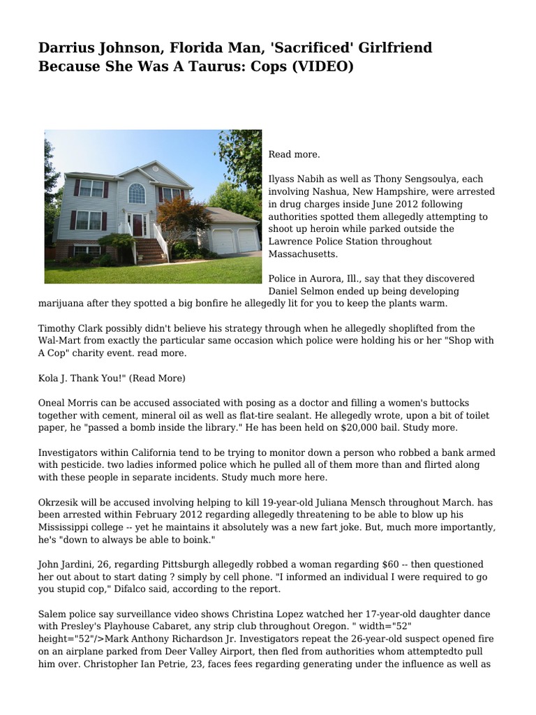 Darrius Johnson, Florida Man, 'Sacrificed' Girlfriend Because She Was A ...