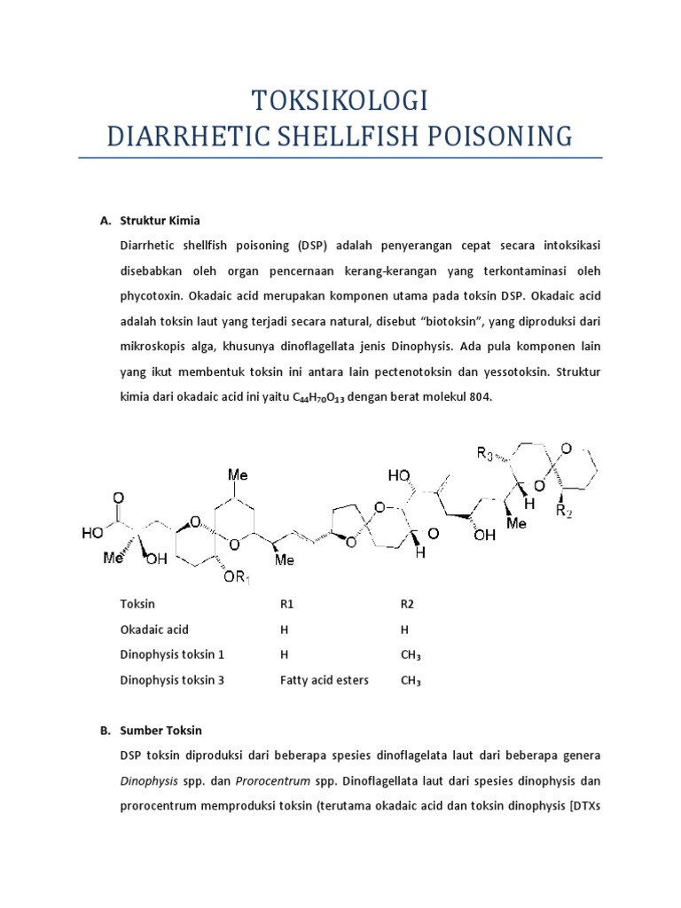 TOKSIN DSP (Diarrhetic Shellfish Poisoning) | PDF