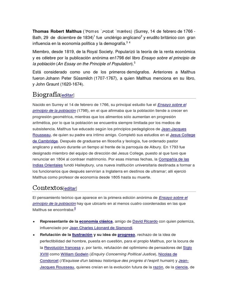 Thomas Robert Malthus | PDF | Science | Ciencia (general)
