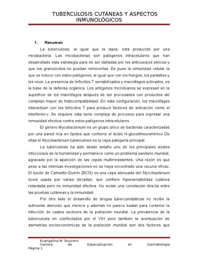 2.tuberculosis Cutaneas y Sus Aspectos Inmunologicos | PDF