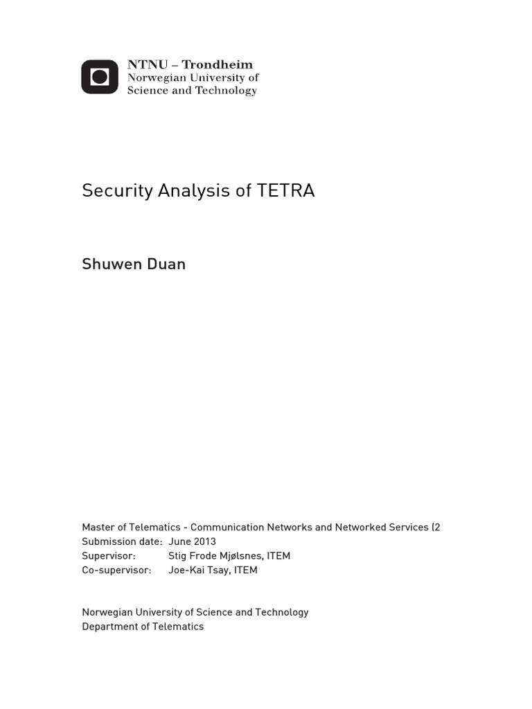Security Analysis of TETRA | PDF | Public Key Cryptography | Key ...