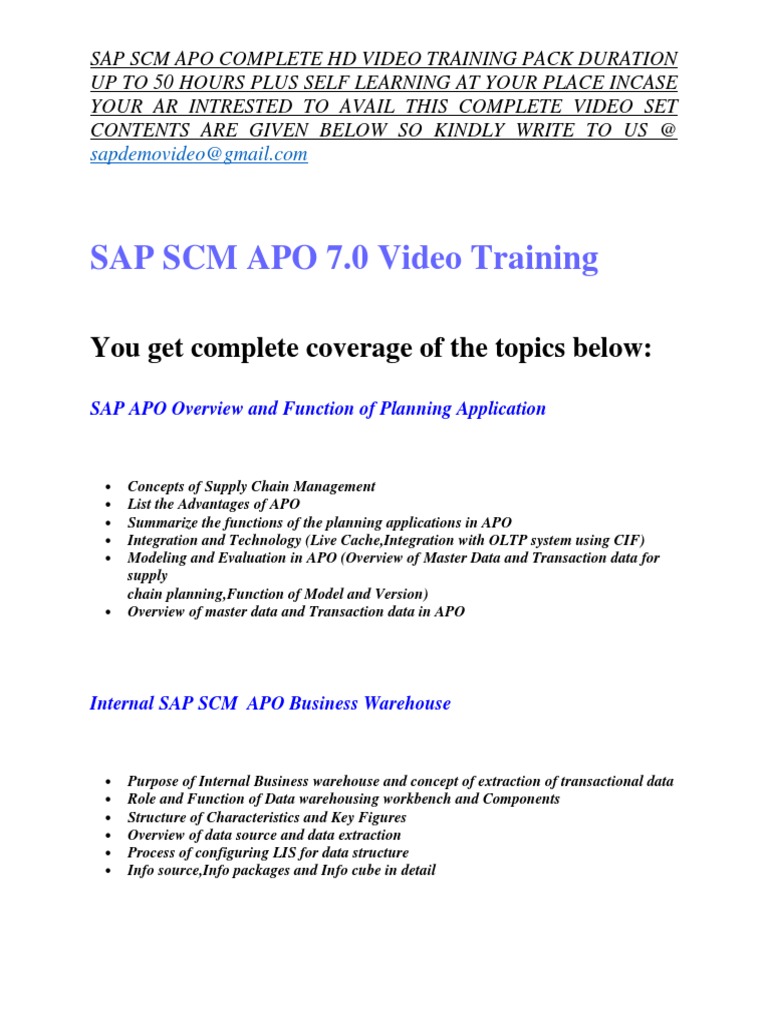 Sap Apo Training Video Tutorial | PDF | Supply Chain Management ...