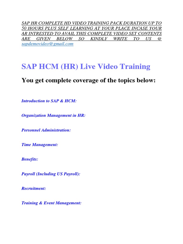 SAP HR Video Training for Professionals | PDF | Career & Growth