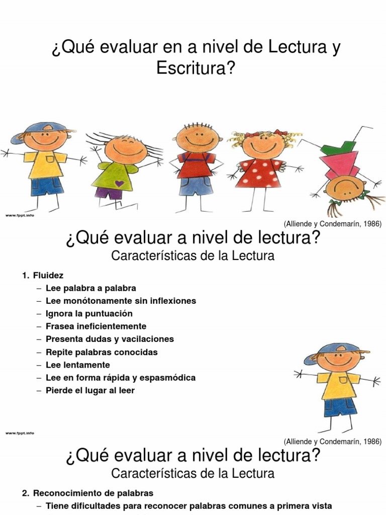 que evaluar en lectura y escritura.ppt | Ortografía | Lectura (Proceso)