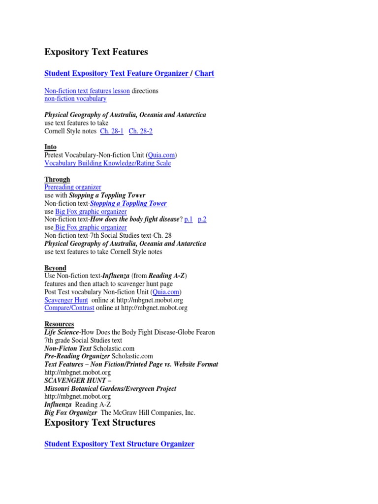 Expository Text Features & Essays | PDF | Tourism | Tourism And Leisure