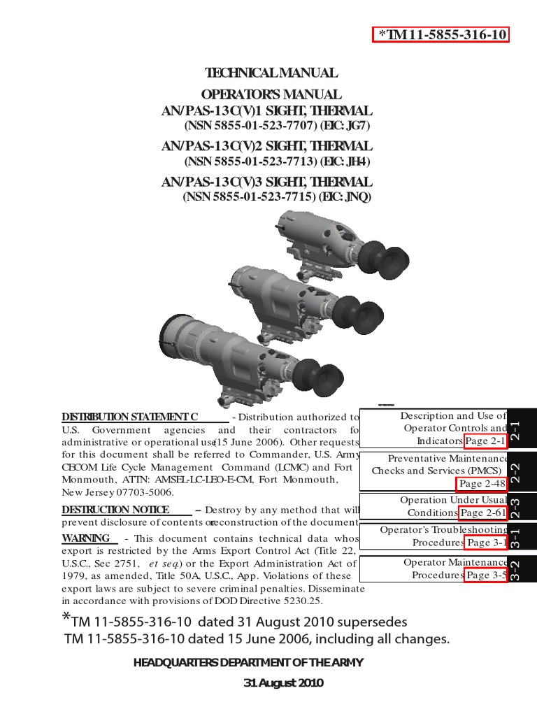 TM 11-5855-316-10 Sight, Thermal, Anpas 13c (V) 1, Anpas 13c (V) 2 ...