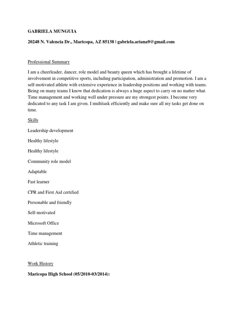 Gabriela Munguia: Athlete & Leader Resume | PDF