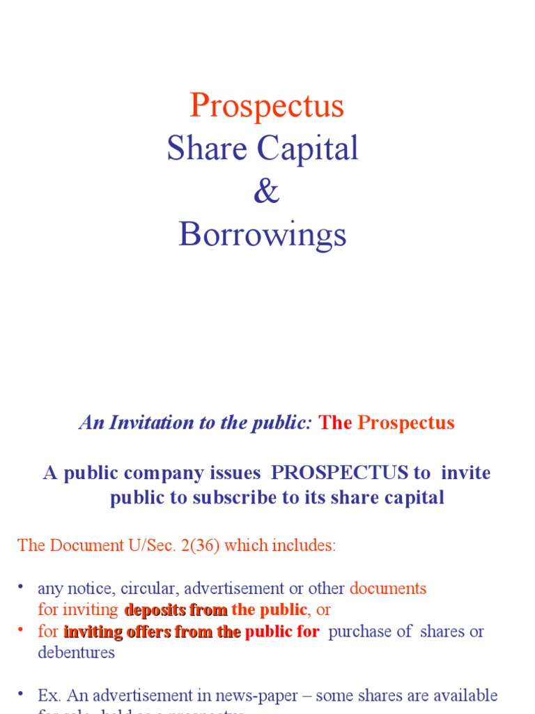 Prospectus & Shares & Borrowings | PDF | Loans | Board Of Directors