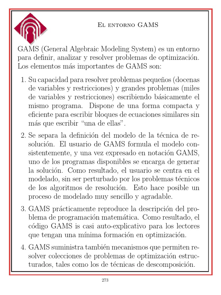 Manual de GAMS | PDF | Vector Euclidiano | Logaritmo