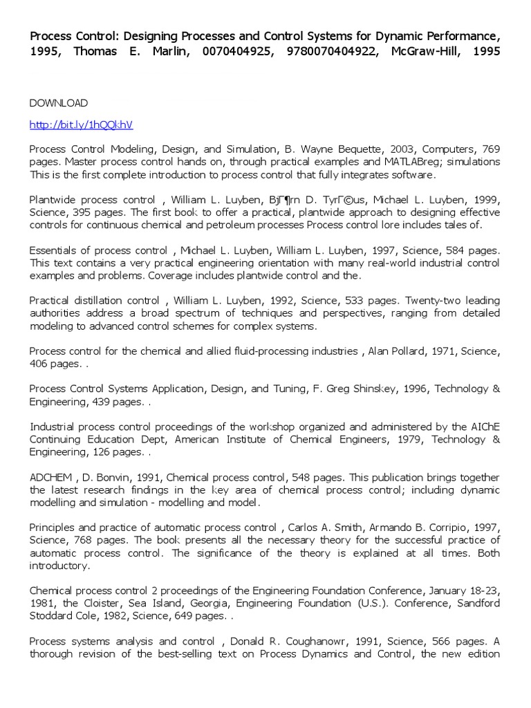 Process Control Designing Processes And Control Systems For Dynamic