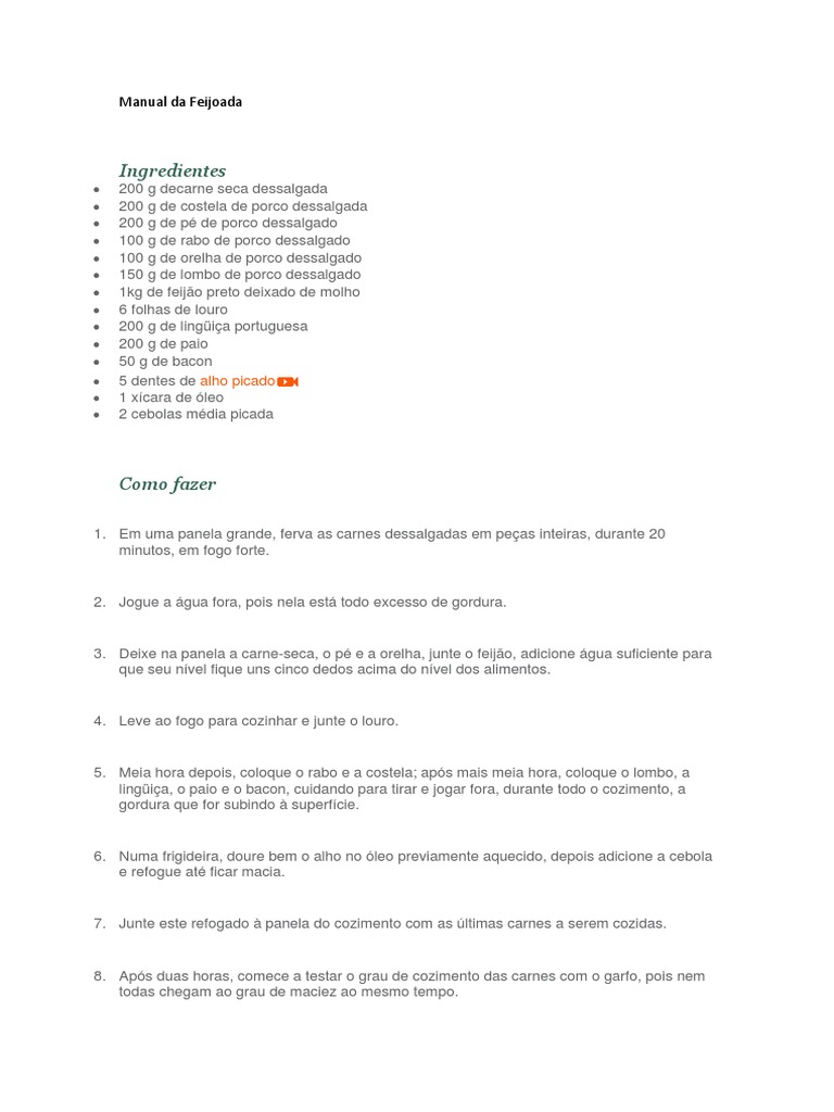 Manual Da Feijoada | PDF