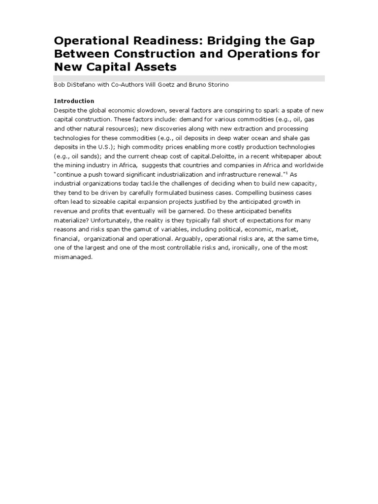 Enhancing Operational Readiness for Assets | PDF | Reliability ...