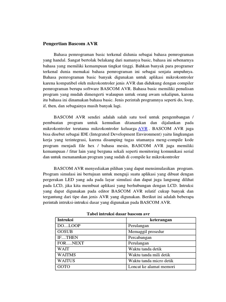 Pengertian Bascom Avr | PDF | Komputer