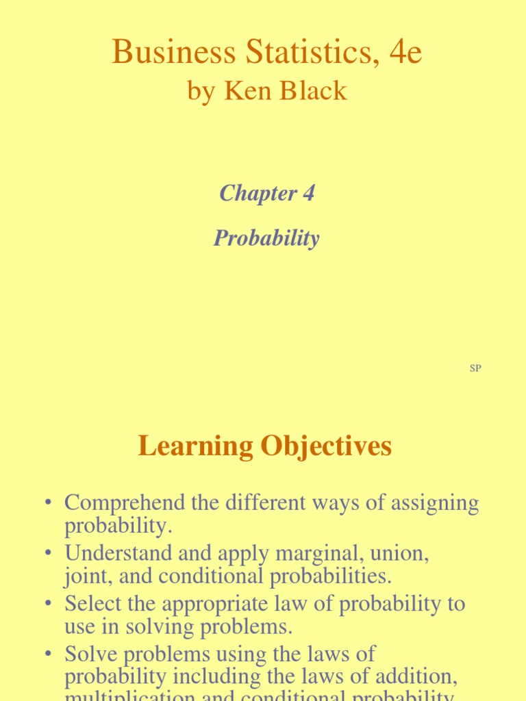 Business Statistics, 4e: by Ken Black | PDF | Probability | Bayesian ...