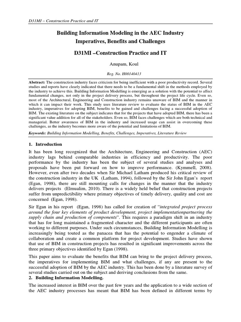 BIM in AEC Industry | Building Information Modeling | Science And ...