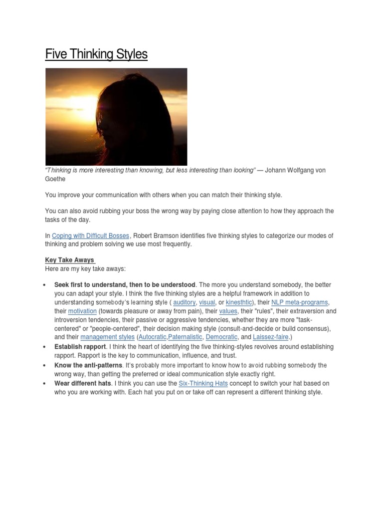 Understanding Five Thinking Styles | PDF | Thought | Pragmatism