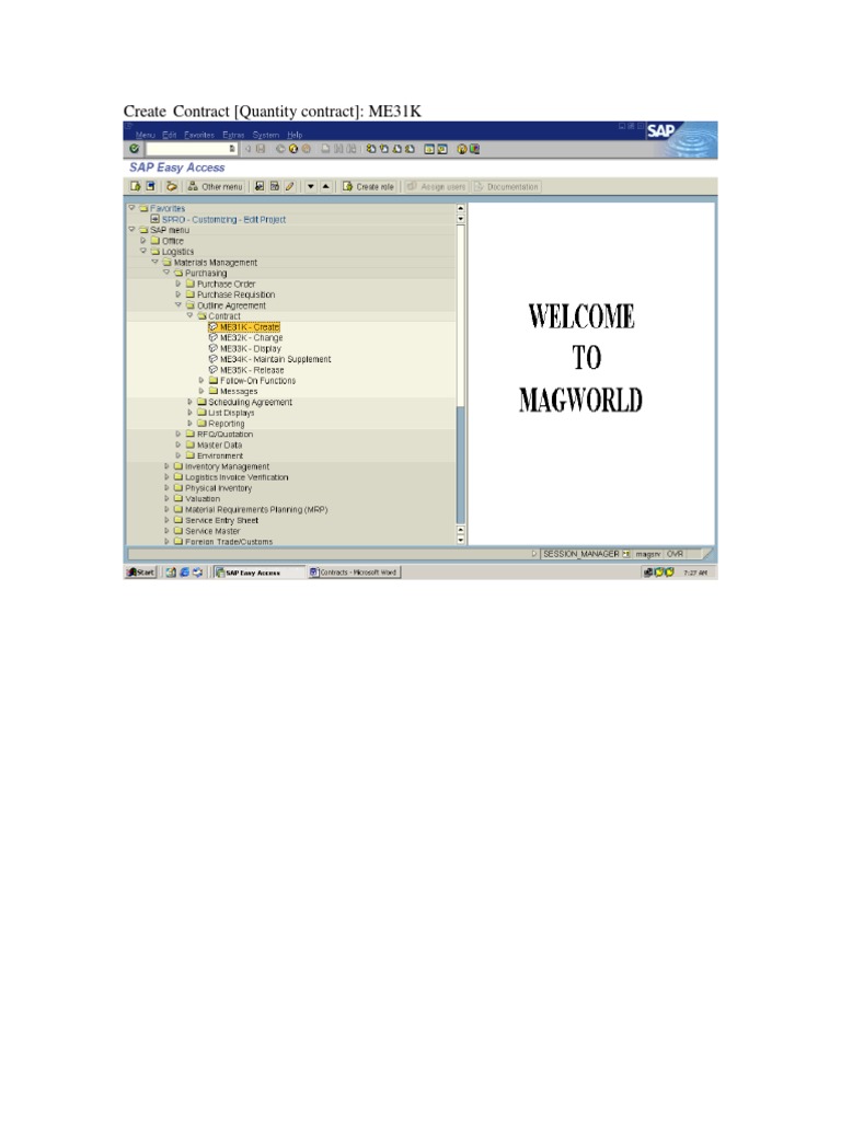 SAP Tutorial On Contracts ME31K | PDF
