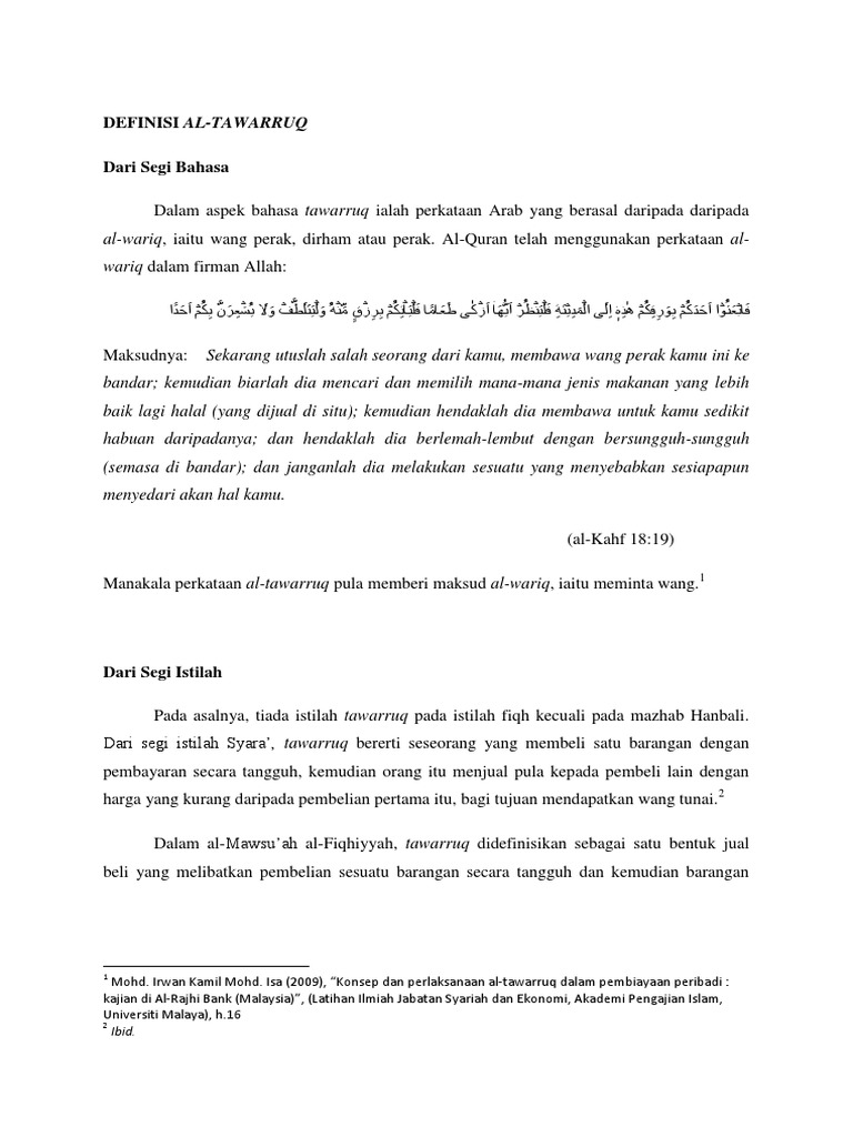 Konsep Tawarruq dalam Fiqh Islam | PDF | Ilmu Sosial | Hukum