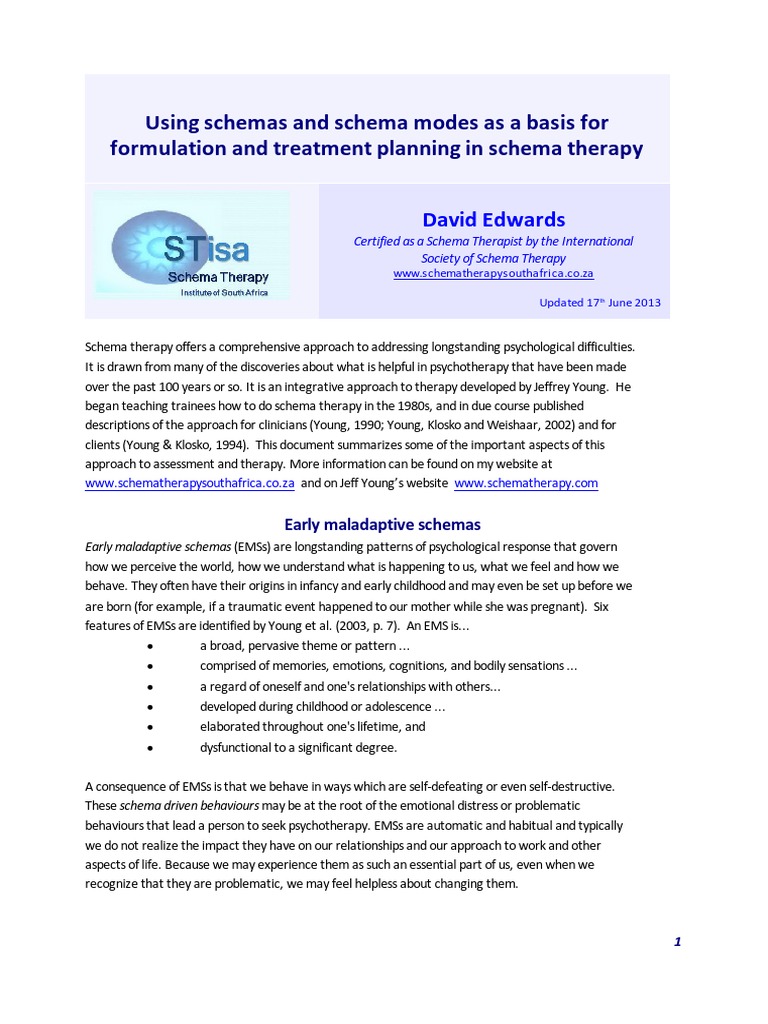 Schema Therapy - Schemas and Schema Modes For Formulation and Treatment ...