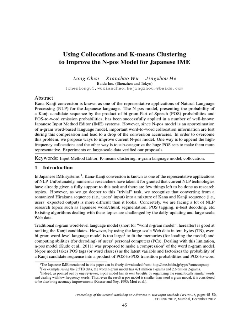 Overcoming the Disadvantage of the N-pos Model for Japanese Input ...