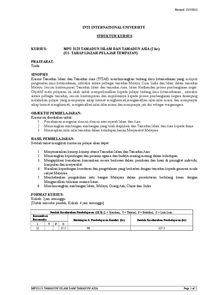 6.MPU 3123 - Tamadun Islam Dan Tamadun Asia (TITAS) | PDF
