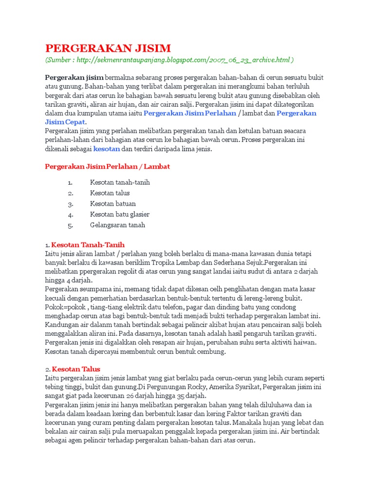 Pergerakan Jisim | PDF