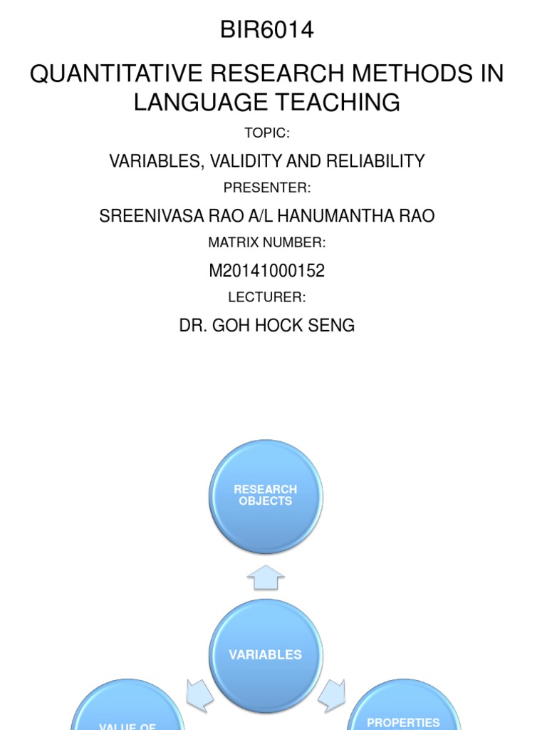Variables, Validity & Reliability | PDF | Validity (Statistics) | Causality