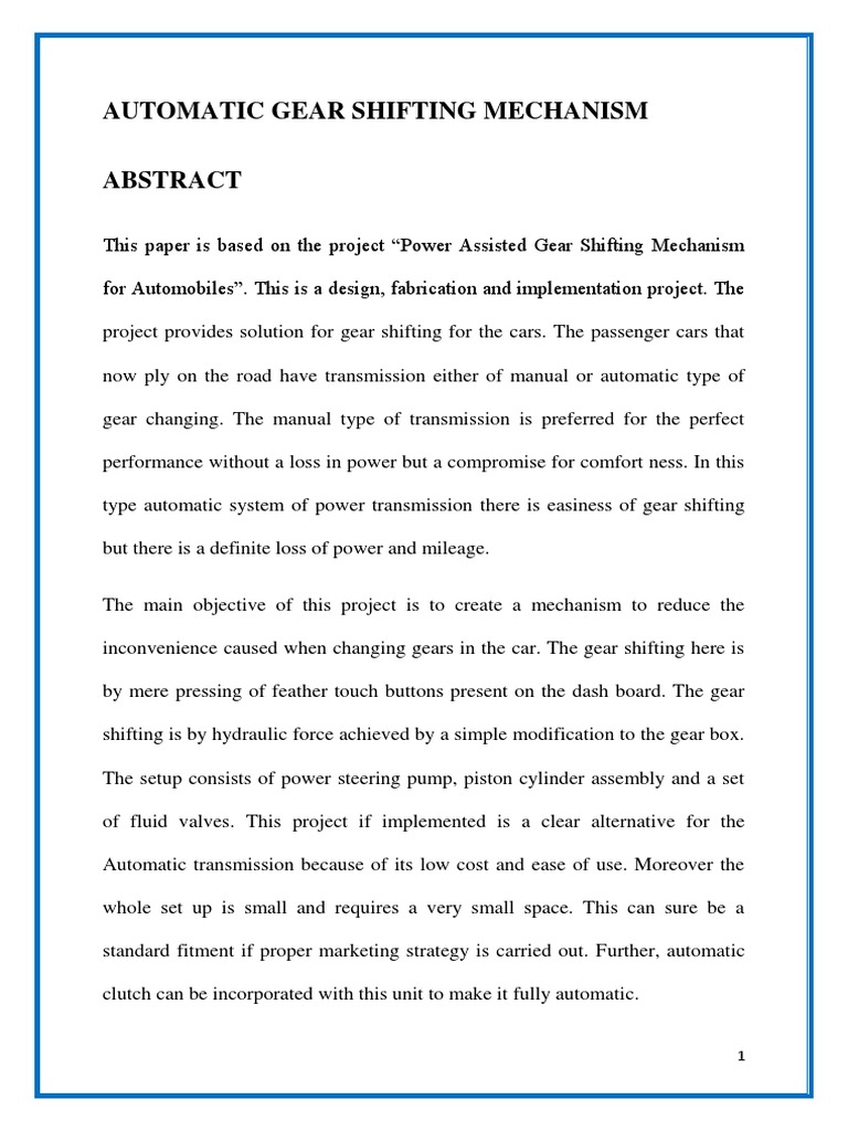 Automatic Gear Shift Mechanism | PDF | Automatic Transmission ...