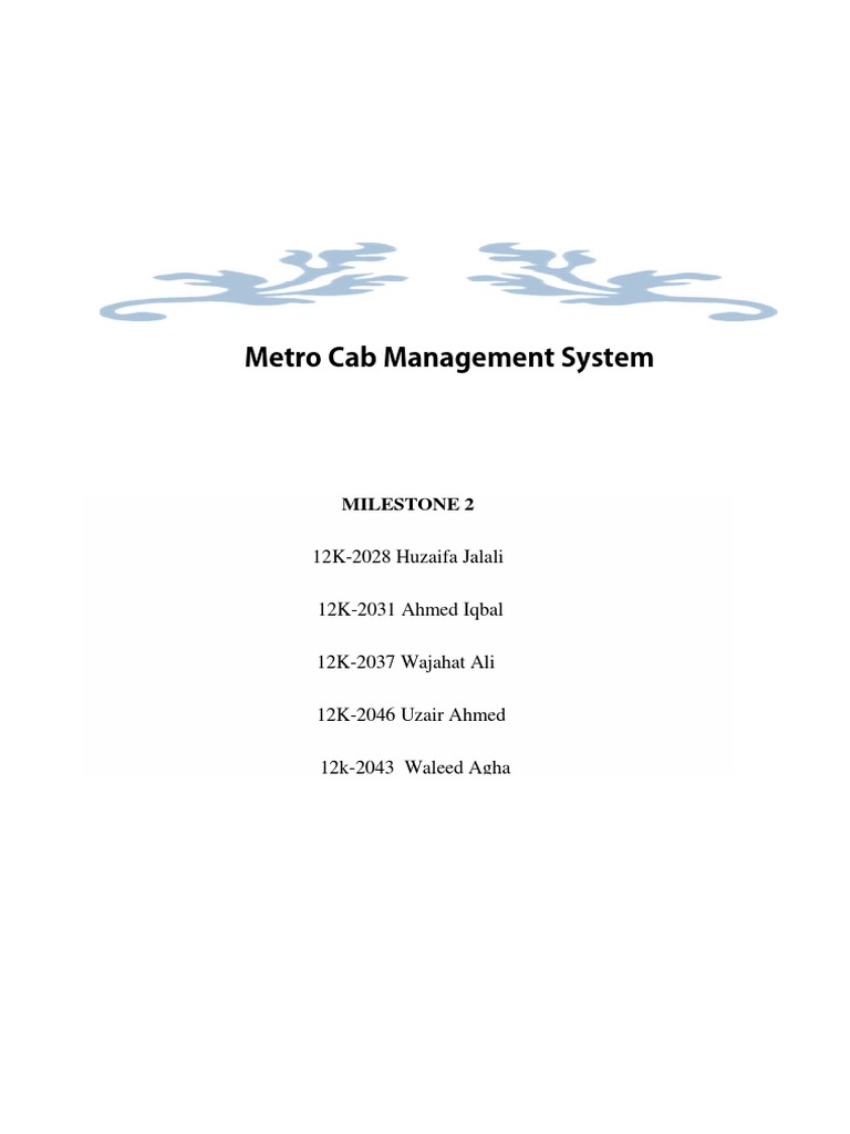 Metro Cab Management System: Milestone 2 | PDF | Taxicab | Databases