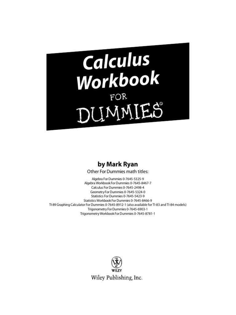 Calculus Workbook For Dummies-076458782X PDF | PDF