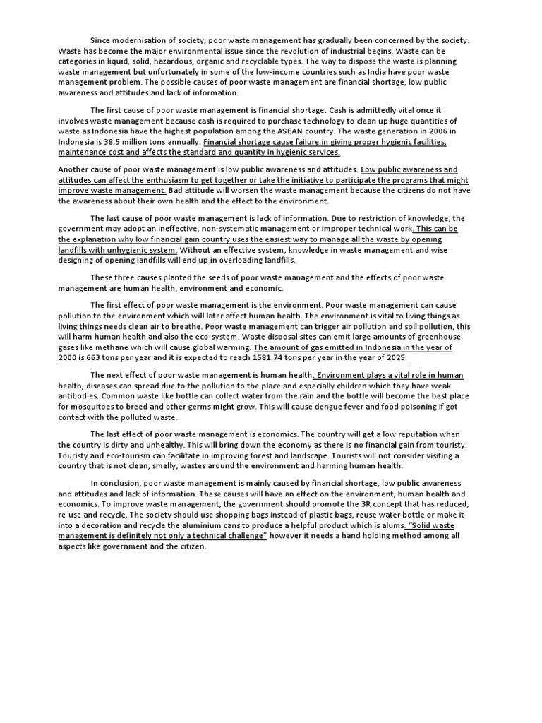 Causes and Effects of Poor Waste Management | PDF | Waste Management ...